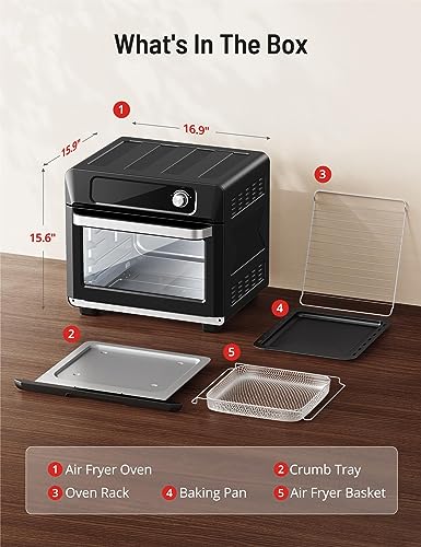 Air Fryer Toaster Oven, SWIPESMITH 24-in-1 Convection Air fryer, 26-QT XL Capacity, Digital Countertop Oven with 100 Recipes, Accessories, Touch Control, 1700W