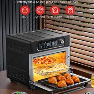 Air Fryer Toaster Oven, SWIPESMITH 24-in-1 Convection Air fryer, 26-QT XL Capacity, Digital Countertop Oven with 100 Recipes, Accessories, Touch Control, 1700W