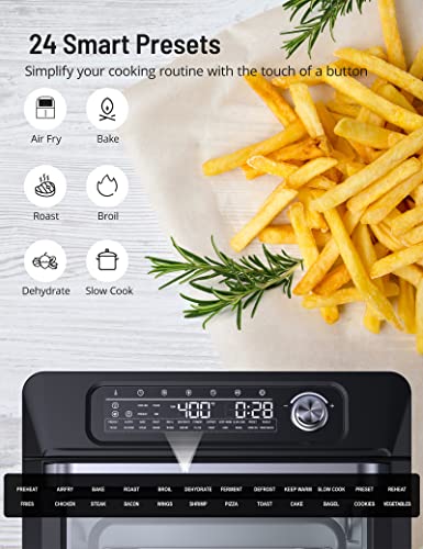 Air Fryer Toaster Oven, SWIPESMITH 24-in-1 Convection Air fryer, 26-QT XL Capacity, Digital Countertop Oven with 100 Recipes, Accessories, Touch Control, 1700W