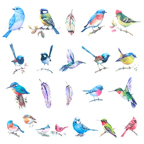 80Pcs Fly Bird Stickers Clear Bird Stickers Decals for Kids Children, PET Bird Stickers Craft Stickers for Scrapbooking, Card,Laptop,Wall, Window (20 Styles, 1-2 Inch)