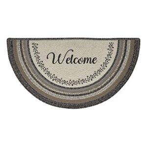 vhc brands floral vine jute half circle welcome mat w/pad 19.5x36