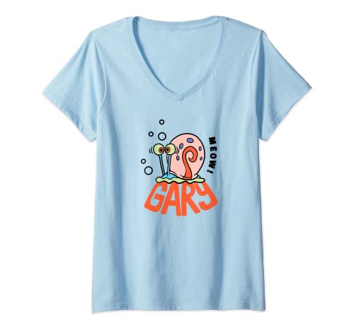 Amazon Essentials Womens SpongeBob SquarePants Gary the Snail Meow V-Neck T-Shirt