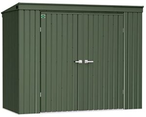 scotts 8' x 4' garden storage shed outdoor lockable water-resistant steel building with tool hanger and pent roof, green