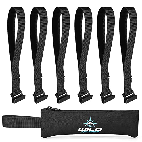 WildXplorer Rooftop Cargo Tie Down Hook Straps for Securing Any Car Roof Bag, Cargo Carrier or Car Top Carrier. Attach to Door Frame, No Roof Rack Required. Suitable for a 4 Door Car, SUV, Jeep, Truck