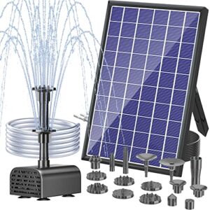 poposoap solar water fountain pump with 3000mah battery, 7w solar bird bath fountain pump with 16.64ft cable, 10 nozzles & pvc tubing, solar water pump for bird bath garden fish tank pond yard