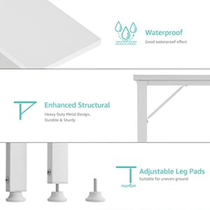 Lufeiya 39 inch White Computer Desk with Power Outlet, 40 inch Teen Study Table Home Office Work Writing Desks with Charging Station Outlets Built in, White