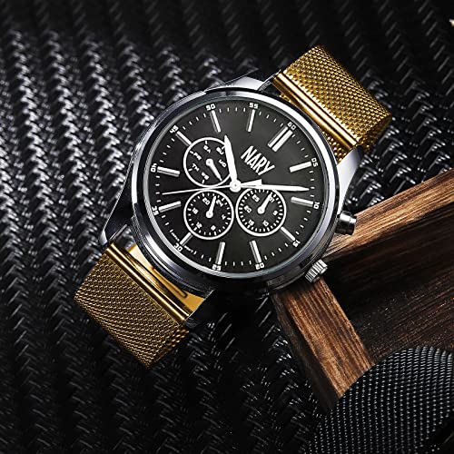 JIEANTE Stainless Steel Mesh Watch Band for Mens Women, Quick Release Mesh Watch Straps 18mm 20mm 22mm 24mm （20mm Gold）