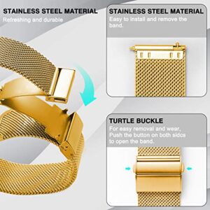 JIEANTE Stainless Steel Mesh Watch Band for Mens Women, Quick Release Mesh Watch Straps 18mm 20mm 22mm 24mm （20mm Gold）