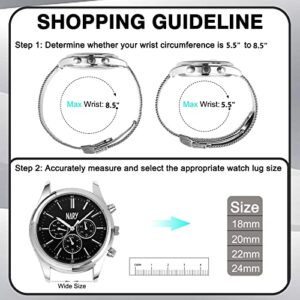 JIEANTE Stainless Steel Mesh Watch Band for Mens Women, Quick Release Mesh Watch Straps 18mm 20mm 22mm 24mm （20mm Gold）