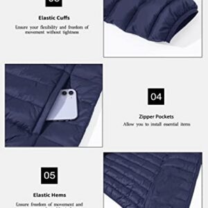 Men's Insulated Puffer Jacket Zip Up Down Jacket Hiking Jacket Winter Jackets Hooded Casual Jacket Winter Clothes Hiking Jacket Navy, XL