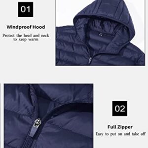 Men's Insulated Puffer Jacket Zip Up Down Jacket Hiking Jacket Winter Jackets Hooded Casual Jacket Winter Clothes Hiking Jacket Navy, XL