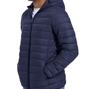 Men's Insulated Puffer Jacket Zip Up Down Jacket Hiking Jacket Winter Jackets Hooded Casual Jacket Winter Clothes Hiking Jacket Navy, XL