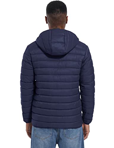 Men's Insulated Puffer Jacket Zip Up Down Jacket Hiking Jacket Winter Jackets Hooded Casual Jacket Winter Clothes Hiking Jacket Navy, XL