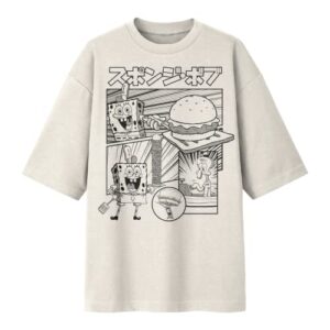 isaac morris limited spongebob squarepants krusty krab kanji men’s and women’s short sleeve t-shirt (medium, beige)