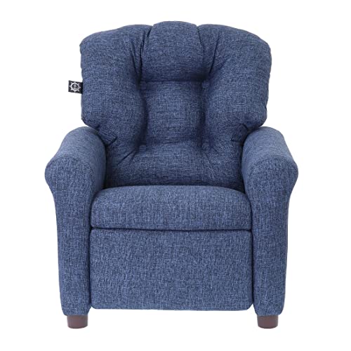 THE CREW FURNITURE Traditional Kids Recliner Chair, Toddler Ages 1-5 Years, Polyester Linen, Sapphire