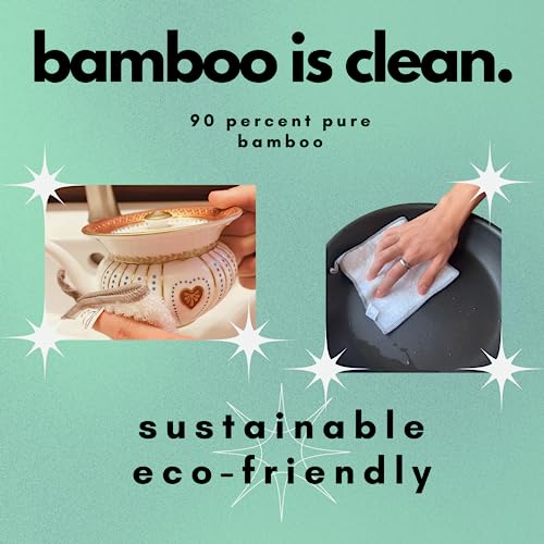 Bamboo Dish Cloths, Eco-Friendly,Non-Scratch,Lint-Free,Quick-Dry,Re-Usable,CleaningTowel Pack of 6 (Medium Ducky 9x7inch, Modern Grey/White)