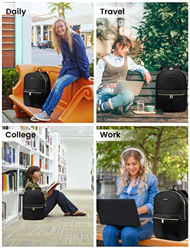 LOVEVOOK Travel Laptop Backpack Women, 17 Inch Anti-Theft Water Resistant Computer Back Pack, College Work Teacher Nurse bag with USB Charging Port, Large Capacity, Black