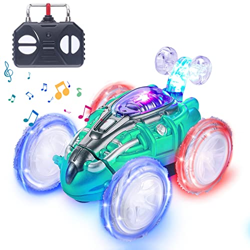 Afqjf Remote Control Car, RC Cars, 2.4GHz Electric RC Stunt Car with Sound & Light, Drift Stunt Car, 360° Rotating Vehicles with LED Headlights, RC Crawler Car Toy for 3 4 5 6 7 8-12 Year Old Kids