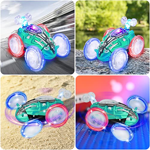 Afqjf Remote Control Car, RC Cars, 2.4GHz Electric RC Stunt Car with Sound & Light, Drift Stunt Car, 360° Rotating Vehicles with LED Headlights, RC Crawler Car Toy for 3 4 5 6 7 8-12 Year Old Kids