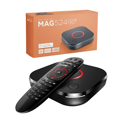 Raxxio MAG524w3 Linux 4.9 IPTV Set-Top Box, Amlogic S905X2 Chipset with 1 GB DDR3 RAM and 4 GB Flash Memory, 4K and HEVC, Dual-Band 2.4G/5G 2T2R ac WiFi, USB 2.0/3.0, HDMI Cable, Remote Control