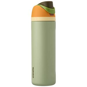 owala freesip insulated stainless steel water bottle with straw for sports and travel, bpa-free, 24-oz, orange/green (camo cool)