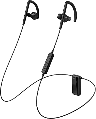 SoundMAGIC ST80 Neckband Bluetooth Earbuds - Waterproof HiFi Stereo Sound Earphones Wired Detachable in Ear Headphones with Adjustable Metal Mechanism Ear Hooks, Black