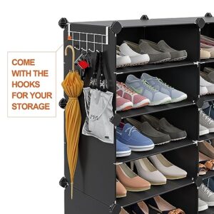 MAGINELS Shoe Rack, 40 Pair Shoe Organizer Cubby, 10 Tier Shoe Storage Cabinet, Plastic Shoe Shelf for Closet, Entryway, Garage, Hallway, Bedroom, Black