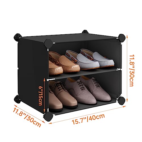 MAGINELS Shoe Rack, 40 Pair Shoe Organizer Cubby, 10 Tier Shoe Storage Cabinet, Plastic Shoe Shelf for Closet, Entryway, Garage, Hallway, Bedroom, Black