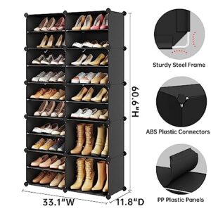 MAGINELS Shoe Rack, 40 Pair Shoe Organizer Cubby, 10 Tier Shoe Storage Cabinet, Plastic Shoe Shelf for Closet, Entryway, Garage, Hallway, Bedroom, Black