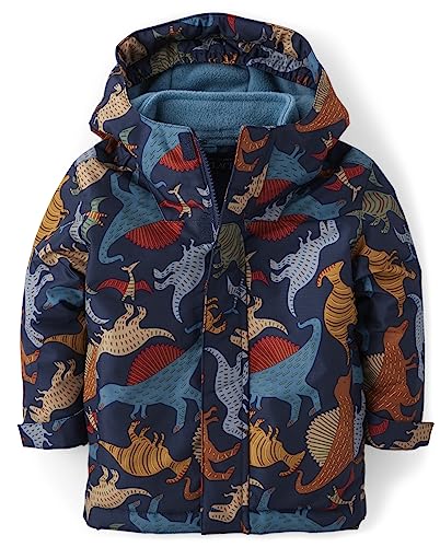 The Children's Place Baby Boys' and Toddler Heavy 3 in 1 Winter Jacket, Wind Water-Resistant Shell, Fleece Inner, Dino, 2T