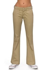 khaki & blue women's work pants – low rise flared leg bootcut casual trousers with pockets 79626jtw098ca khaki 10