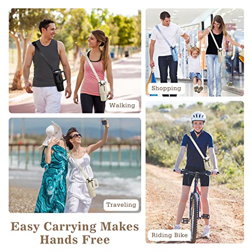 Nuovoware Water Bottle Carrier Bag Fits Stanley Quencher H2.0, 40OZ Bottle Pouch Holder with Adjustable Shoulder Strap, Neoprene Water Bottle Holder for Hiking Travelling Camping, Rose Quartz Color