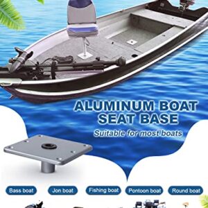 MATINA Boat Seat Base, 7" x 7" Aluminum Boat Seat Pedestal & Base with 3/4" Pin Post Socket, Heavy Duty Boat Accessories for Boat Seat Post & Boat Seat Mount to Install Boat Seats, 1 Pack