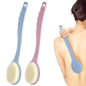 zxbaers back brush for shower, 2 pack bath brush long handle with medium stiff bristles, back scrubbers for use in shower men & women body exfoliating bath or dry brush