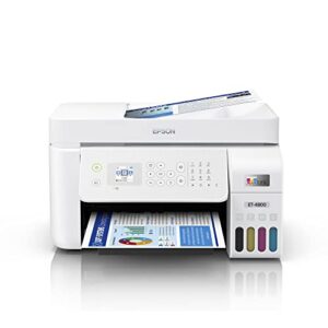 epson ecotank et-48 00 series wireless all-in-one color inkjet printer - print copy scan fax - mobile & voice-activated printing - ethernet usb connectivity - print up to 10 ppm - 1.44" lcd - adf