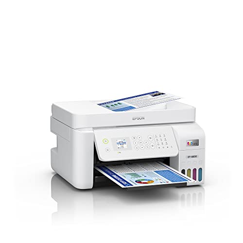 Epson EcoTank ET-48 00 Series Wireless All-in-One Color Inkjet Printer - Print Copy Scan Fax - Mobile & Voice-Activated Printing - Ethernet USB Connectivity - Print Up to 10 ppm - 1.44" LCD - ADF