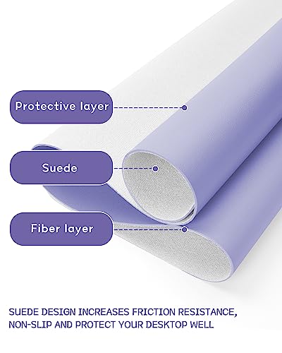 YSAGi Non-Slip Desk Pad,Mouse Pad,Waterproof PVC Leather Desk Table Protector,Ultra Thin Large Desk Blotter, Easy Clean Laptop Desk Writing Mat for Office Work/Home/Decor(Lavender, 31.5" x 15.7")