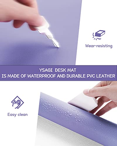 YSAGi Non-Slip Desk Pad,Mouse Pad,Waterproof PVC Leather Desk Table Protector,Ultra Thin Large Desk Blotter, Easy Clean Laptop Desk Writing Mat for Office Work/Home/Decor(Lavender, 31.5" x 15.7")