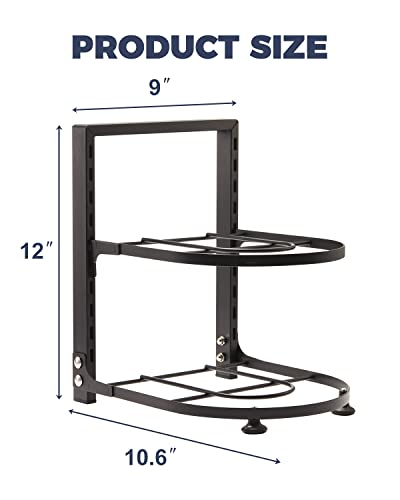 BRONYPRO Adjustable Pot and Pan Organizer for Small Cabinet , Rustproof Storage Organizer Rack for Cast-iron Pots Pans with 2 Slots, for Skillets, Frying Pan, Pot Lids, Kitchen Must Have (Black，2 Pieces)