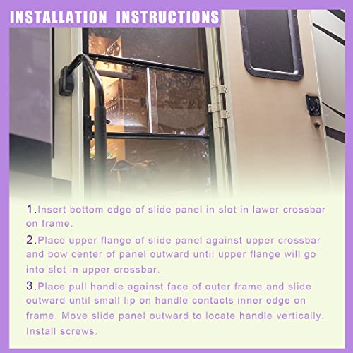 gtpartes RV Screen Door Slider Panel Clear Plexiglass 4701-00 Screen Door Slide Panel and 4700-00 Stopper Compatible with Dexter RH (Right Hand) Series 5050 Radius Corner Upgraded Screen Door