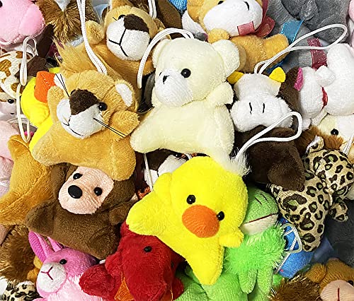 SOFLIY 48Pcs Mini Plush Animal Toy Set,Cute Animals Keychain Decoration for Kids ＆ Adult，Goodie Bag Fillers, Carnival Prizes，Small Stuffed Animal Bulk for Boys Girls，Party Favors