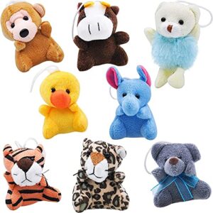 SOFLIY 48Pcs Mini Plush Animal Toy Set,Cute Animals Keychain Decoration for Kids ＆ Adult，Goodie Bag Fillers, Carnival Prizes，Small Stuffed Animal Bulk for Boys Girls，Party Favors