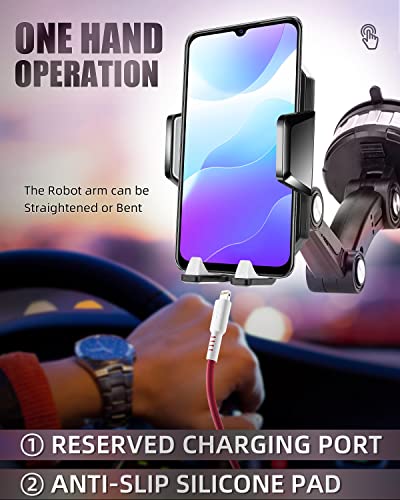 2023 New Sucker Car Phone Holder - Universal Phone Mount Dashboard Windshield Window Cell Phone Mount Super Adsorption Phone Holder with Robot Arm Car Phone Holder Automobile Fit for iPhone Smartphone