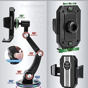 2023 New Sucker Car Phone Holder - Universal Phone Mount Dashboard Windshield Window Cell Phone Mount Super Adsorption Phone Holder with Robot Arm Car Phone Holder Automobile Fit for iPhone Smartphone