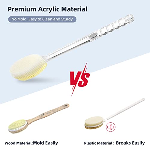 Fymblin Back Scrubber Long Handle for Shower,Back Brush Anti Slip with Stiff and Soft Bristles,Body Exfoliator for Bath or Dry Brush