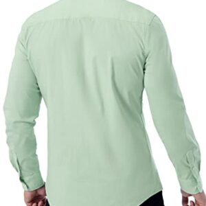 ZAFUL Men Long Sleeve Green Dress Shirt Stretch Wrinkle-Free Casual Slim Fit Button-Down Shirts Light Green XL