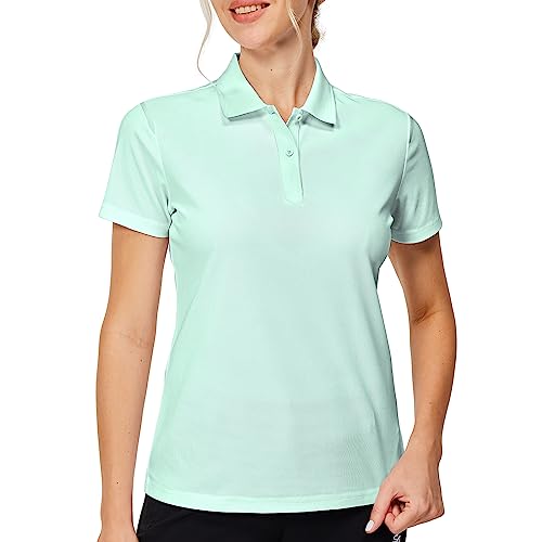 Elevate Your Golf Attire with Women's Lightweight Moisture-Wicking Polo Shirts for a Stylish and Comfortable Game (Mint Green,2XL)