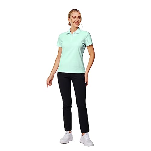 Elevate Your Golf Attire with Women's Lightweight Moisture-Wicking Polo Shirts for a Stylish and Comfortable Game (Mint Green,2XL)