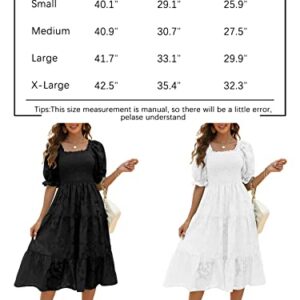 LILLUSORY Women's Flowy Puffy Spring Short Sleeve Dress 2023 Floral White Maxi Dress with Sleeves M