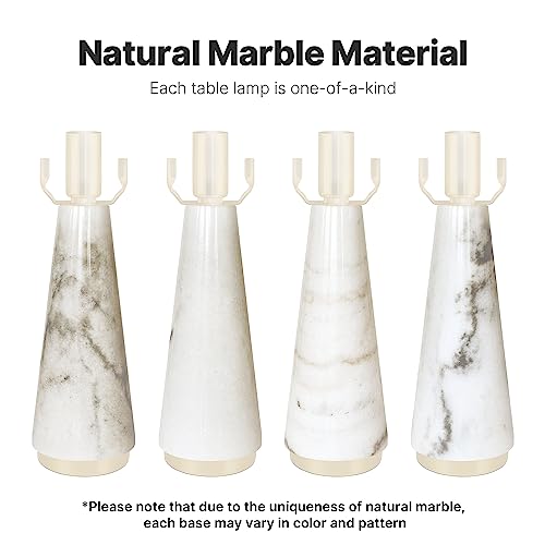 MAGCHARM Table Lamp, Bedside Lamps with 4W LED Bulb, Natural Marble Base, Metal Lampshade, 3000K Color, On/Off Switch Nightstand Lamp, Mid-Century Modern Table Lamps for Bedroom, Living Room End Table